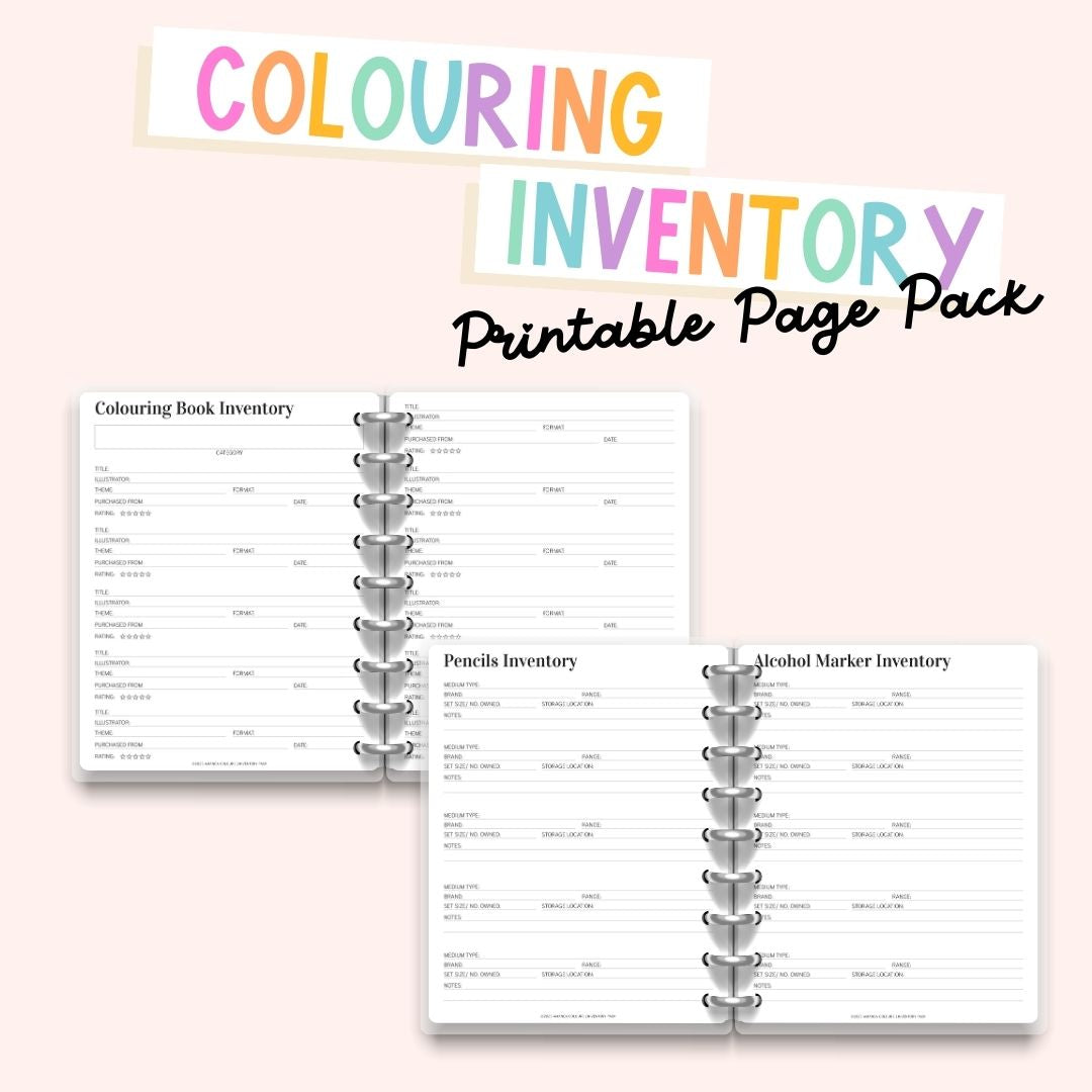 Inventory Pack – Printable Page Pack (10 Pages) – Amanda Colours